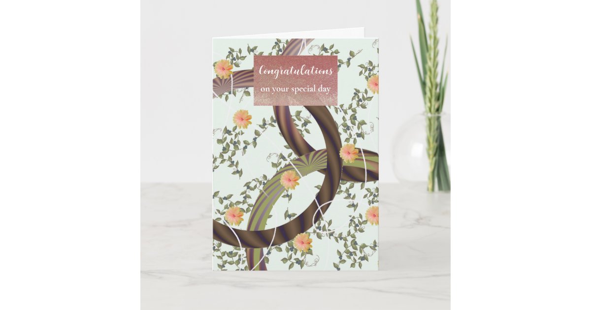Congratulations Modern Floral Twist Card | Zazzle