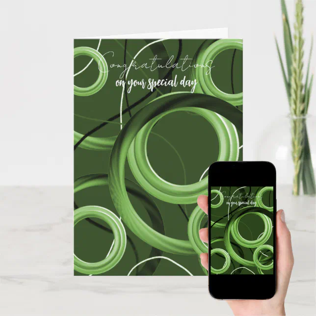 Congratulations Modern Green Swirl Card | Zazzle
