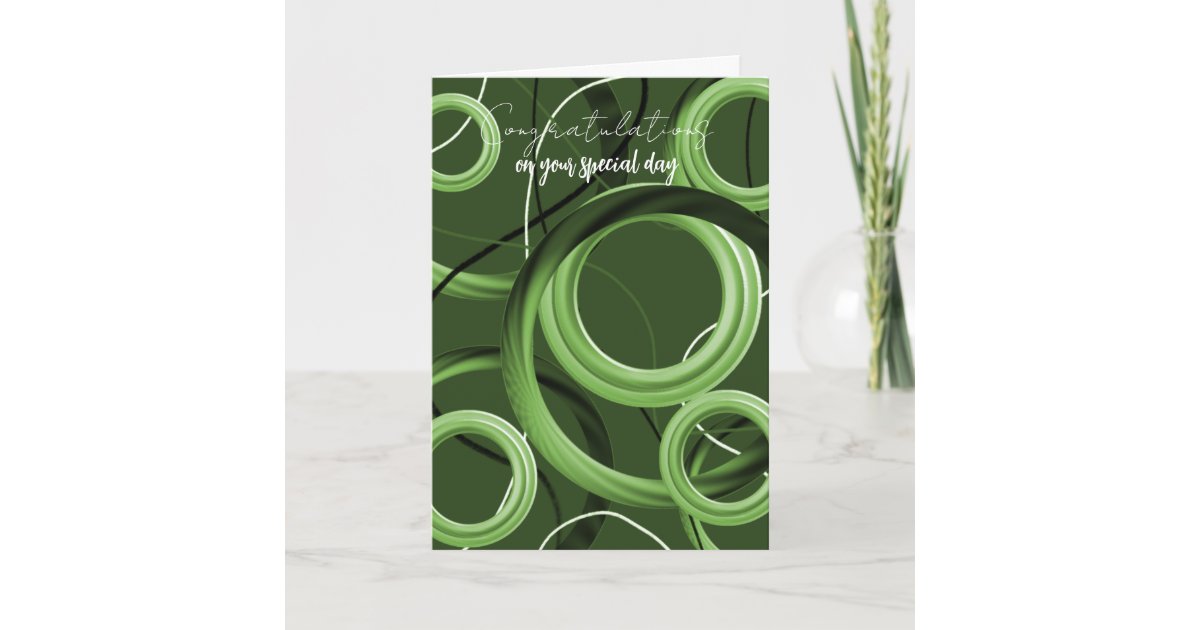 Congratulations Modern Green Swirl Card | Zazzle
