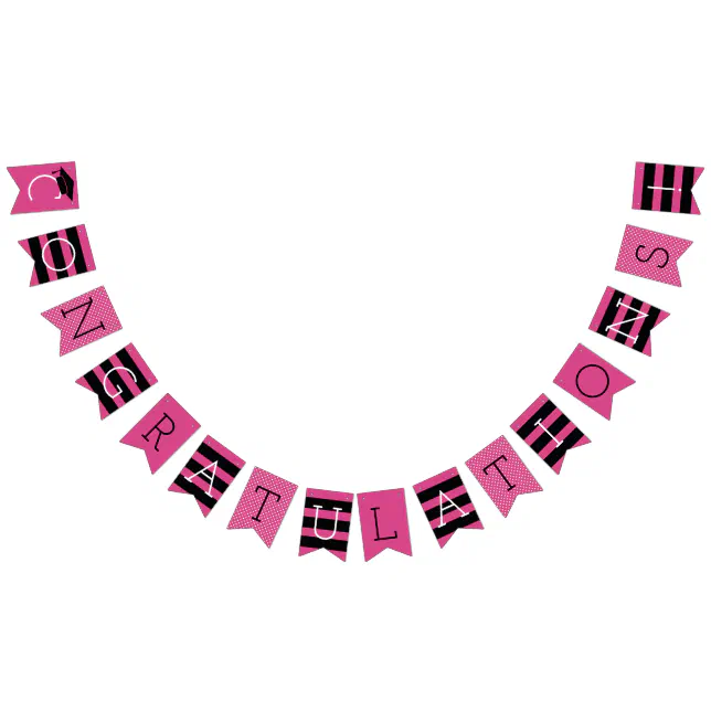 Congratulations Modern Hot Pink Graduation Party Bunting Flags | Zazzle