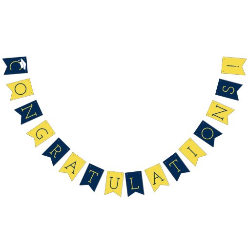 Congratulations Modern Navy Blue Yellow Graduation Bunting Flags | Zazzle