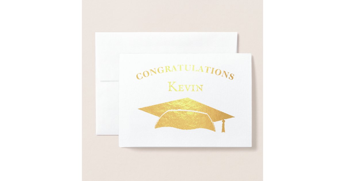 Congratulations Modern Simple Gold Cap Graduation Foil Card | Zazzle