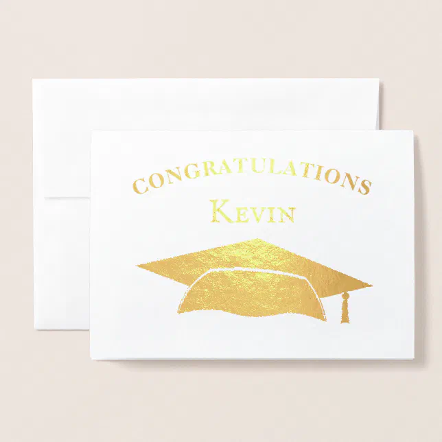 Congratulations Modern Simple Gold Cap Graduation Foil Card | Zazzle