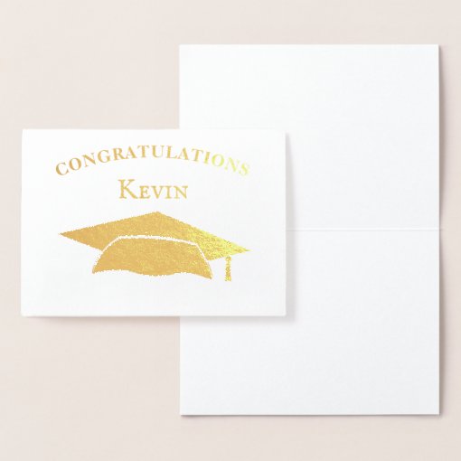 Congratulations Modern Simple Gold Cap Graduation Foil Card | Zazzle