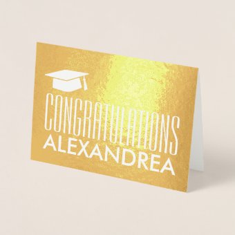 Congratulations Name Graduation Modern Gold Real Foil Card | Zazzle