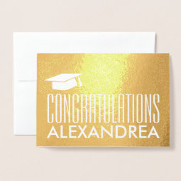 Congratulations Name Graduation Modern Gold Real Foil Card | Zazzle