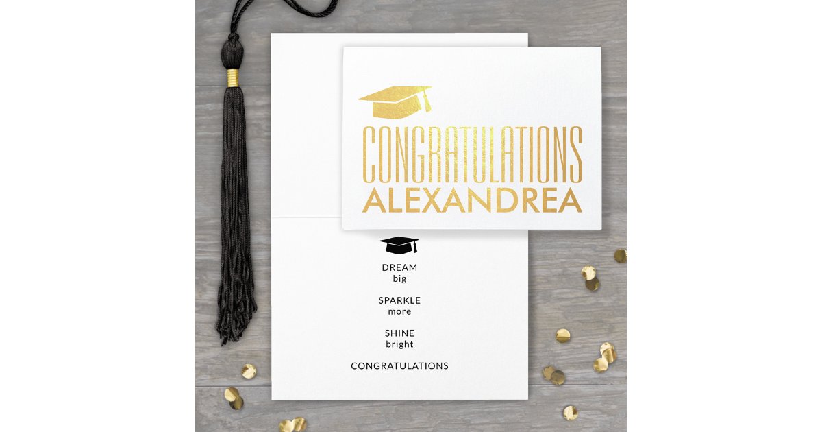 Congratulations Name Graduation Modern Real Foil Card | Zazzle