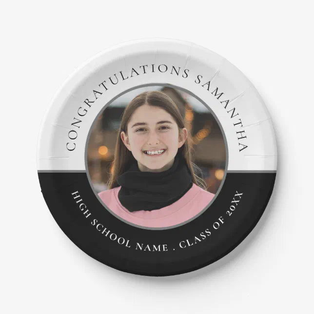 Congratulations Name Photo Custom Graduation Paper Plates | Zazzle