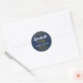 Congratulations Navy Blue and Gold Graduation Classic Round Sticker ...