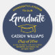 Congratulations Navy Blue and Gold Graduation Classic Round Sticker ...