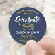 Congratulations Navy Blue and Gold Graduation Classic Round Sticker ...