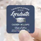 Congratulations Navy Blue and White Graduation Square Sticker | Zazzle