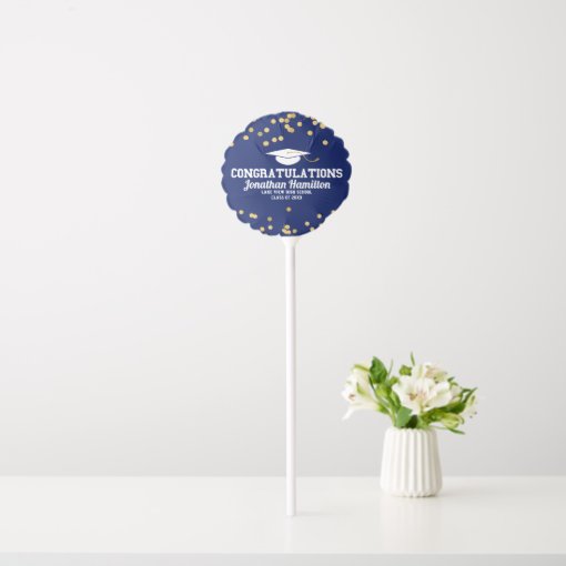 Congratulations Navy Blue Gold Grad Party Balloon | Zazzle