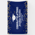 Congratulations Navy Blue Gold Grad Party Banner | Zazzle