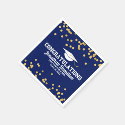 Congratulations Navy Blue Gold Grad Party Napkins | Zazzle