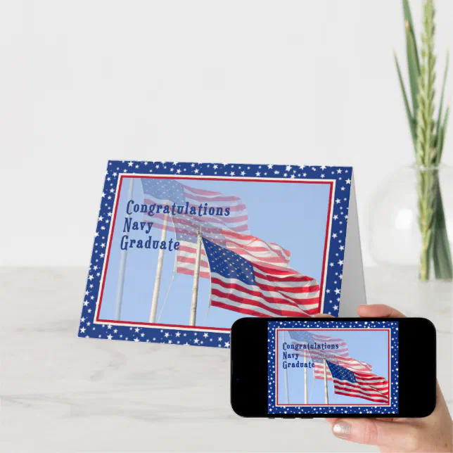 Congratulations Navy Graduate Card with Flags | Zazzle