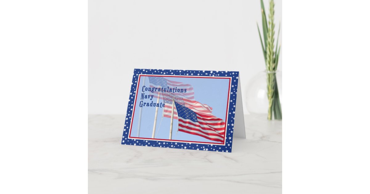 Congratulations Navy Graduate Card with Flags | Zazzle