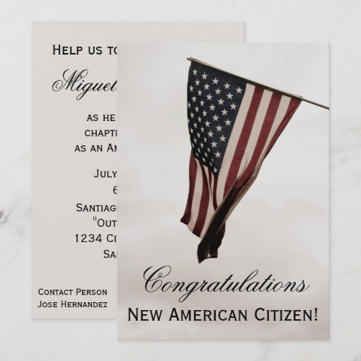 Congratulations New American Citizen!-Celebration Invitation | Zazzle