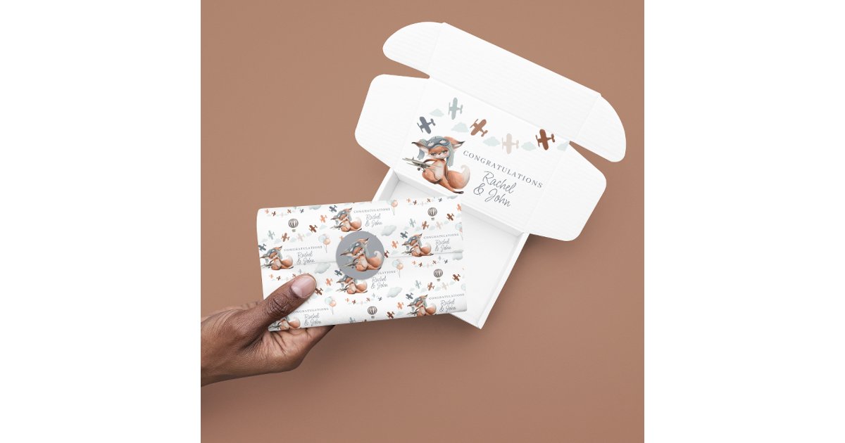 Congratulations New Baby Fox Pilot Tissue Paper | Zazzle