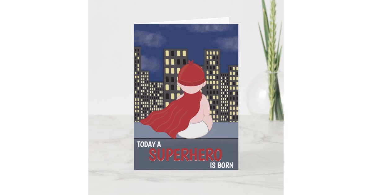 Congratulations New Baby Superhero Born Card | Zazzle