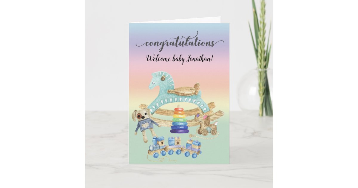 Congratulations New Baby Toys Shower Personalized Card | Zazzle