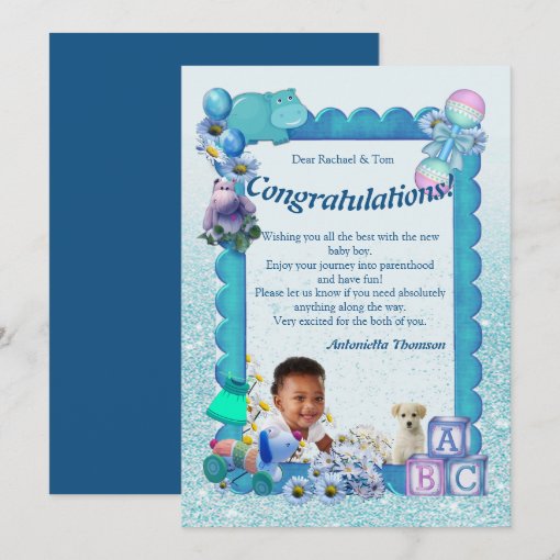 Congratulations New BLUE Baby Boy Card | Zazzle