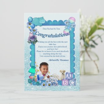 Congratulations New BLUE Baby Boy Card | Zazzle