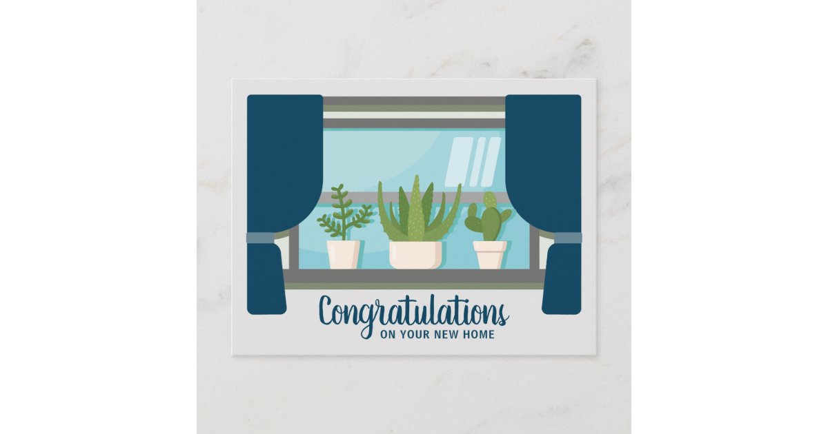 Congratulations New Home Happy Housewarming Window Postcard | Zazzle