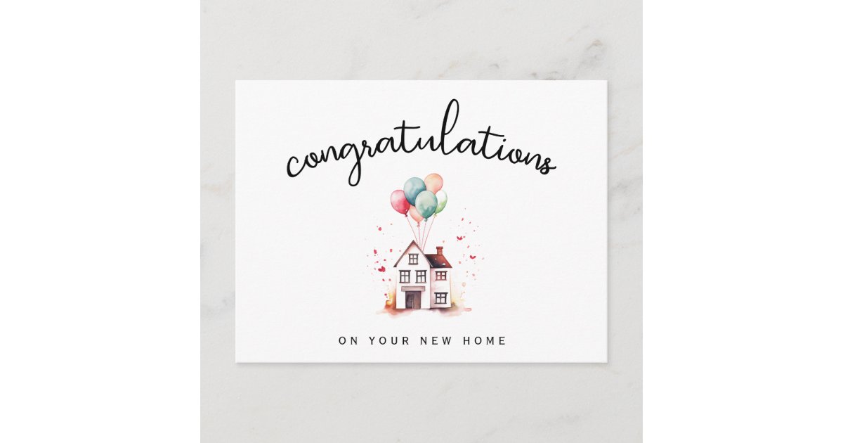 Congratulations New Homeowner Balloon Real Estate Postcard | Zazzle