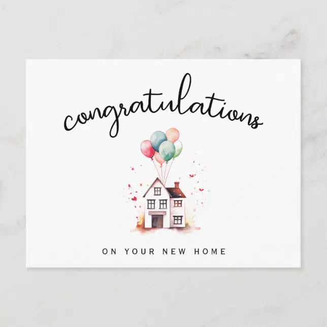 Congratulations New Homeowner Balloon Real Estate Postcard | Zazzle