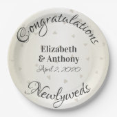 Congratulations Newlyweds Gold Hearts Paper Plates | Zazzle