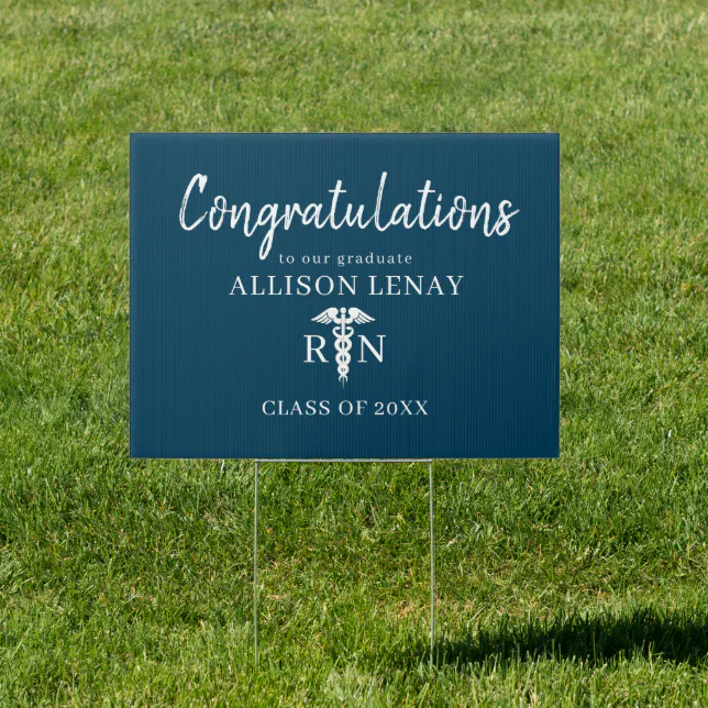 Congratulations Nurse Graduation Blue Personalized Sign | Zazzle