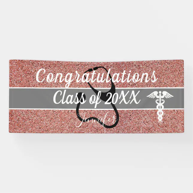 Congratulations Nurse Graduation Rose Gold Custom Banner | Zazzle