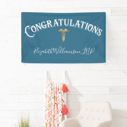 Congratulations Nurse Practioner Blue Medical Banner | Zazzle