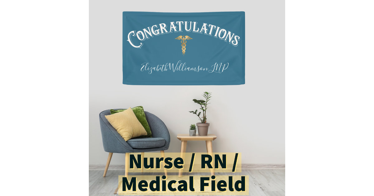 Congratulations Nurse Practioner Blue Medical Banner | Zazzle