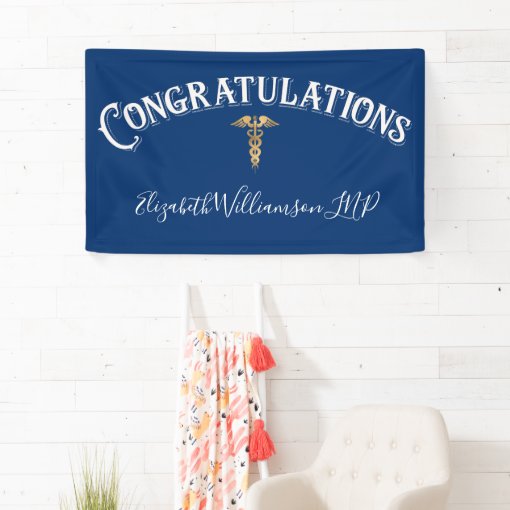 Congratulations Nurse Practioner Medical Blue Banner | Zazzle
