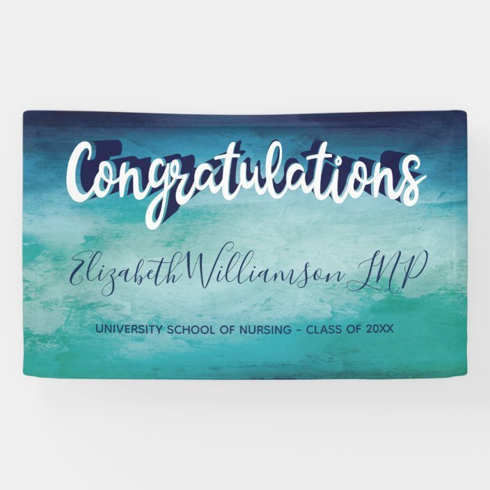 Congratulations Nurse Practioner Medical Grad Blue Banner | Zazzle
