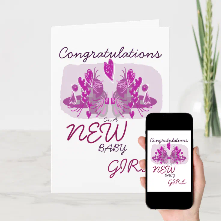 Congratulations on a new baby girl pink card | Zazzle