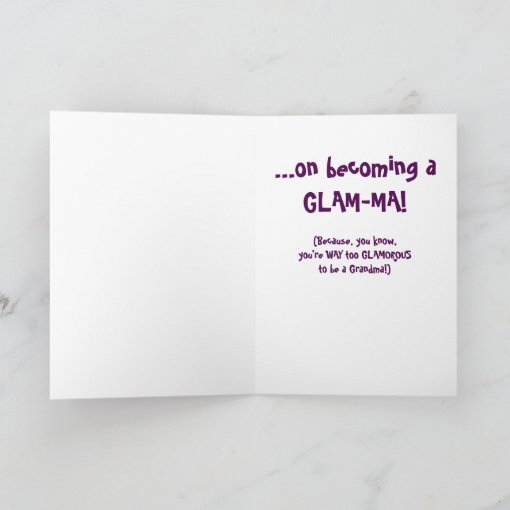 Congratulations on Becoming a "Glam-ma!" Grandma Card | Zazzle