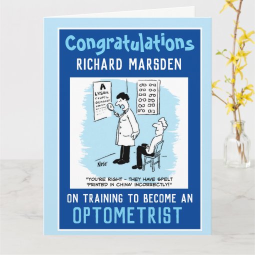 Congratulations on Becoming an Optometrist Card | Zazzle