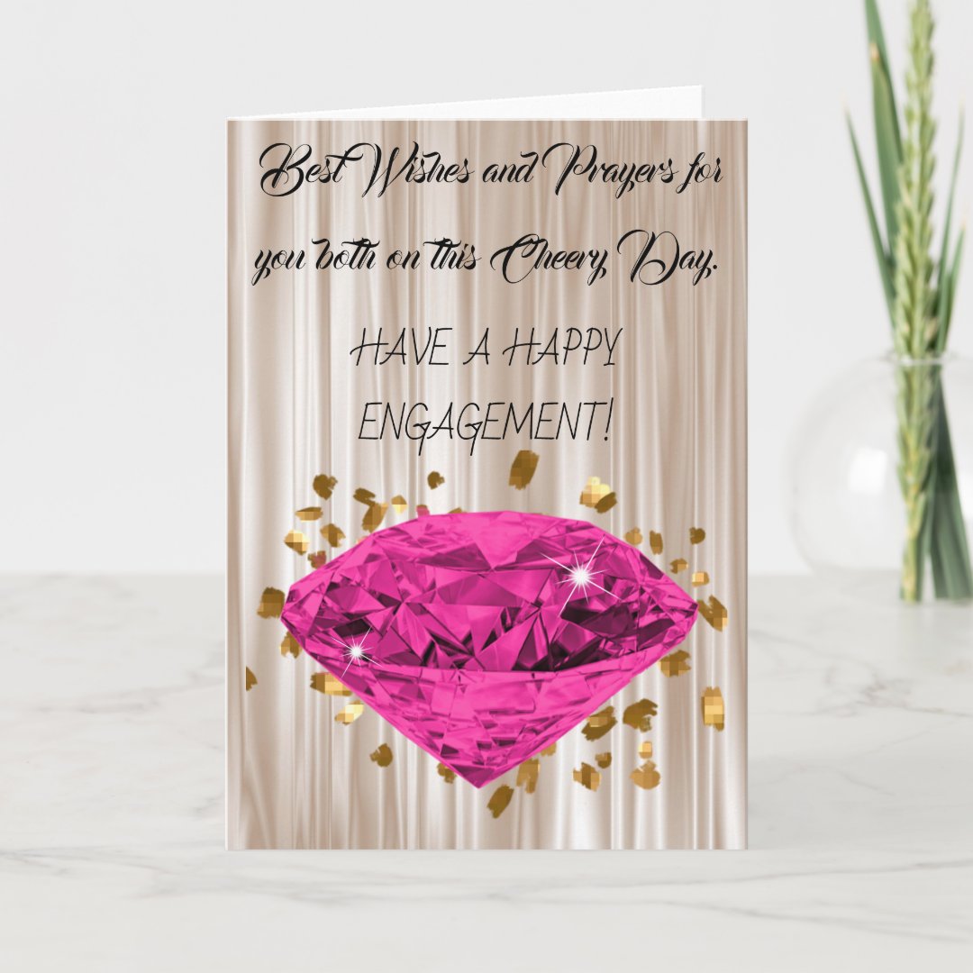 Congratulations on Engagement & Gold Pink Diamond Card | Zazzle