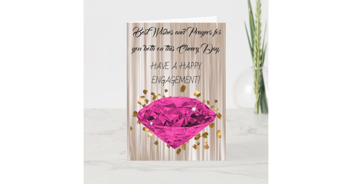 Congratulations on Engagement & Gold Pink Diamond Card | Zazzle