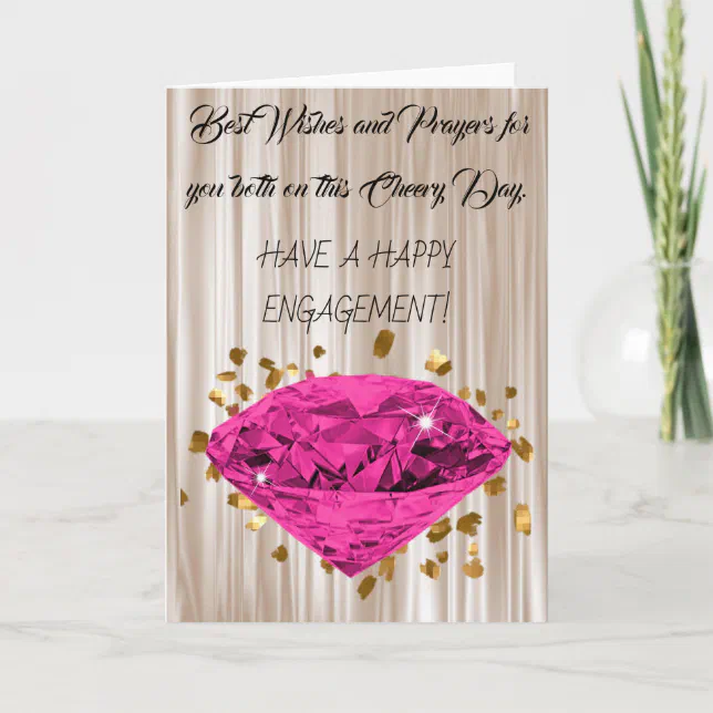 Congratulations on Engagement & Gold Pink Diamond Card | Zazzle