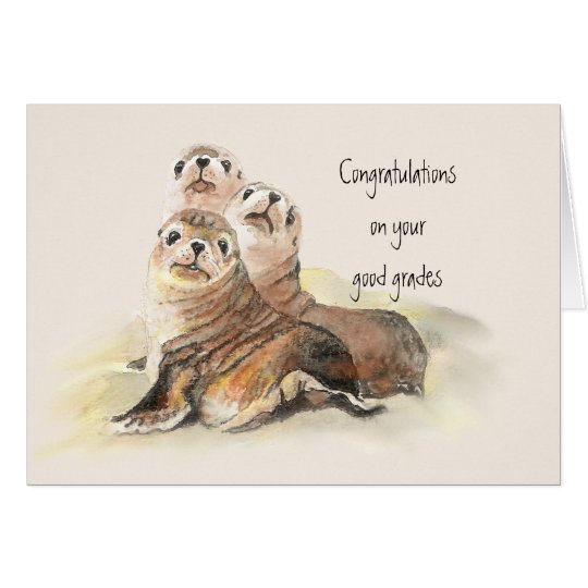 Congratulations on Good Grades Humor Cute Seals Card | Zazzle.com
