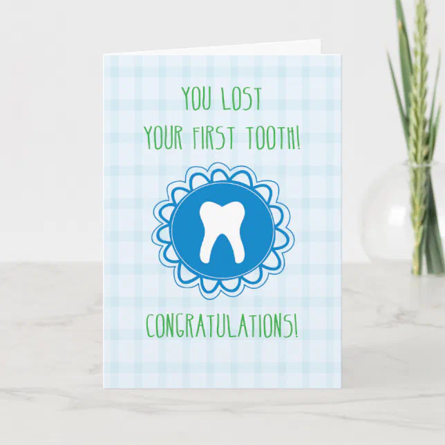 Congratulations on Losing First Tooth, Blue! Card | Zazzle