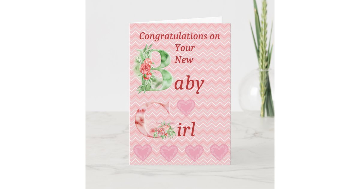 Congratulations on New Baby Girl Card in Pink | Zazzle