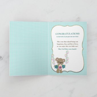 Congratulations on New Baby Neutral Teddy Bear Card | Zazzle