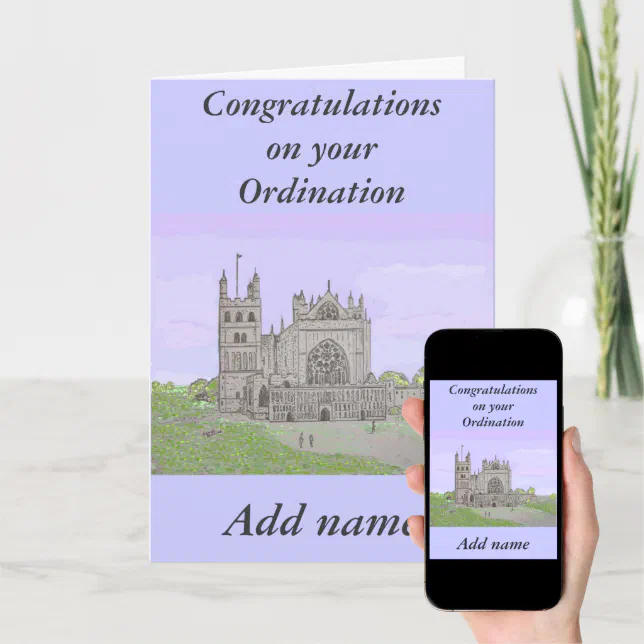 Congratulations on Ordination add name Cathedral Card | Zazzle