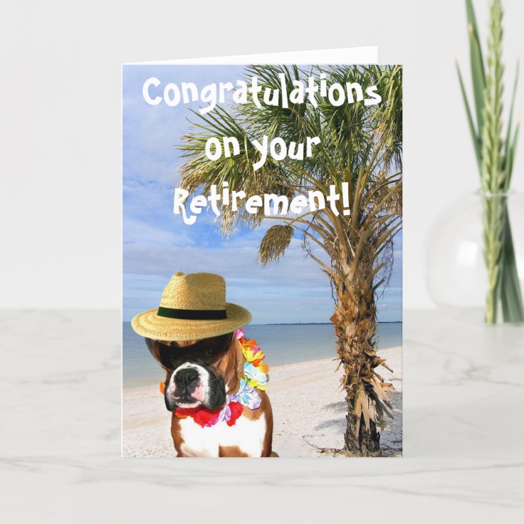 Congratulations on retirement boxer greeting card | Zazzle