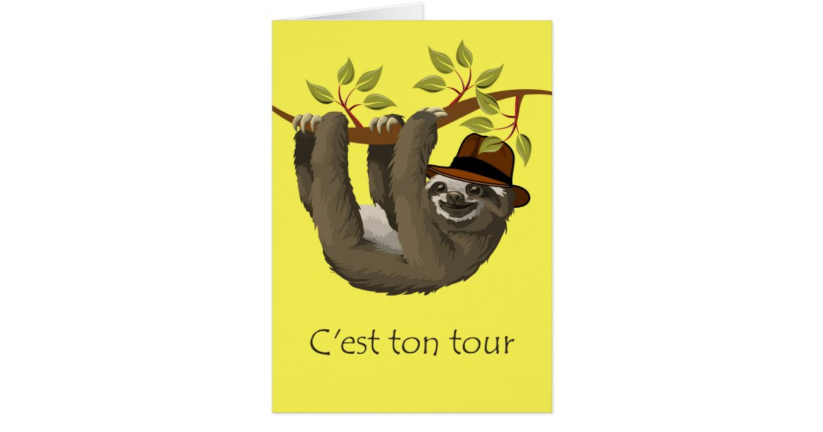 Congratulations on Retirement in French, Sloth Card | Zazzle